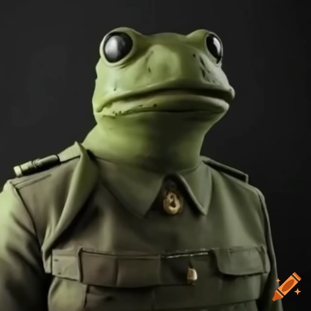 Humanistic frog-like tank commander in a ww2 russian tank on Craiyon