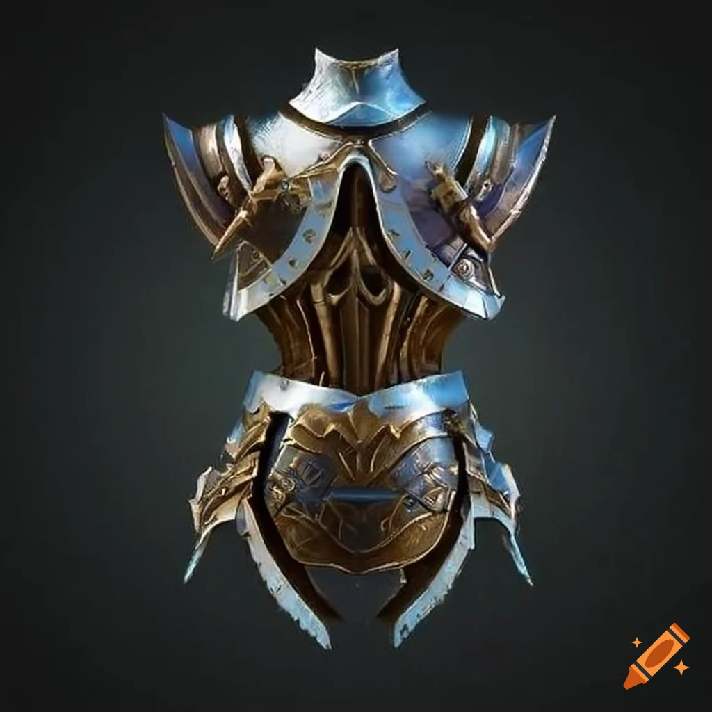 Front view of adorned magic platina armor on Craiyon