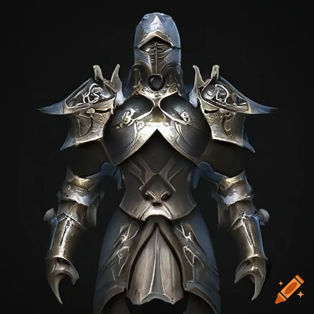 Front view of adorned magic armor on Craiyon