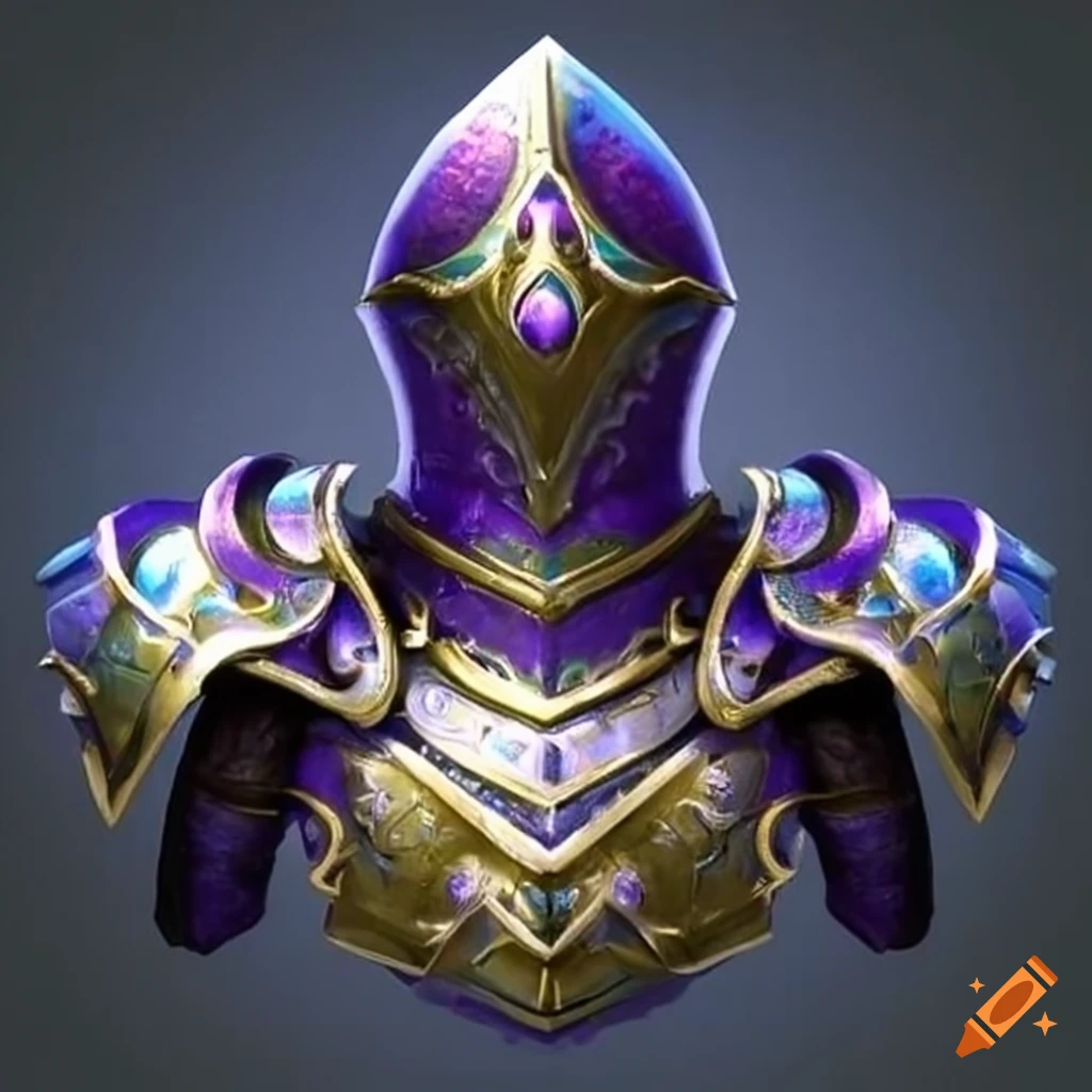 Front view of adorned magic armor on Craiyon