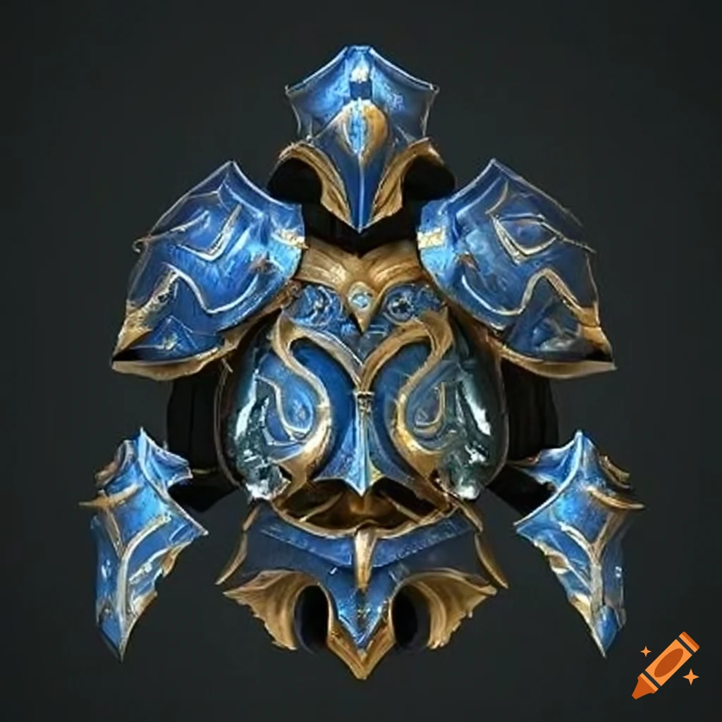 Front view of an adorned magic armor set on Craiyon