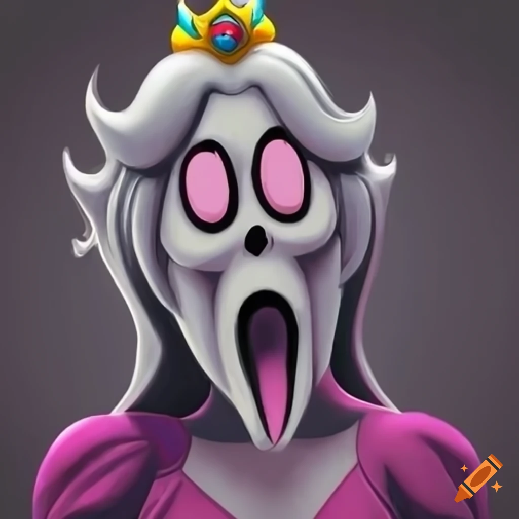 Ghost face scream dressed as princess peach on Craiyon