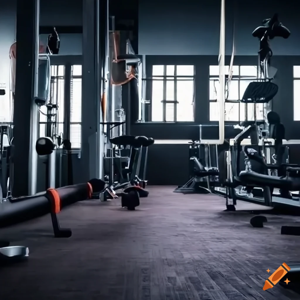 Quiet gym with gym machines on Craiyon