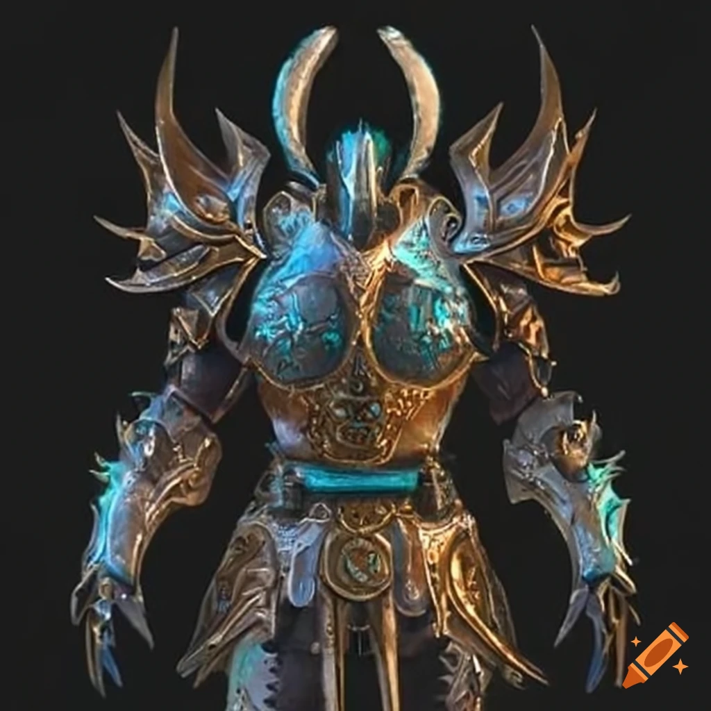 Front view of magic armor on Craiyon