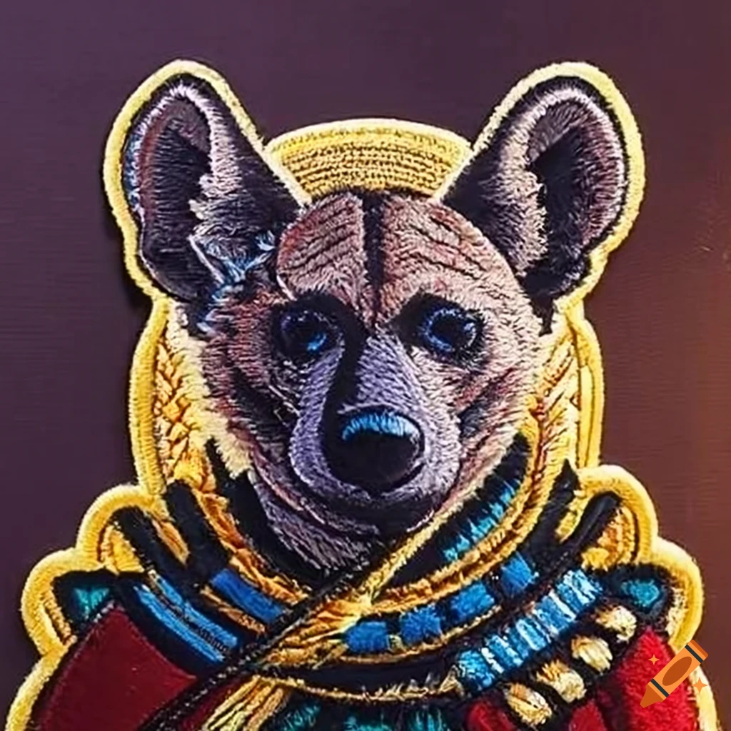 Hyena with egyptian accessories patch on Craiyon