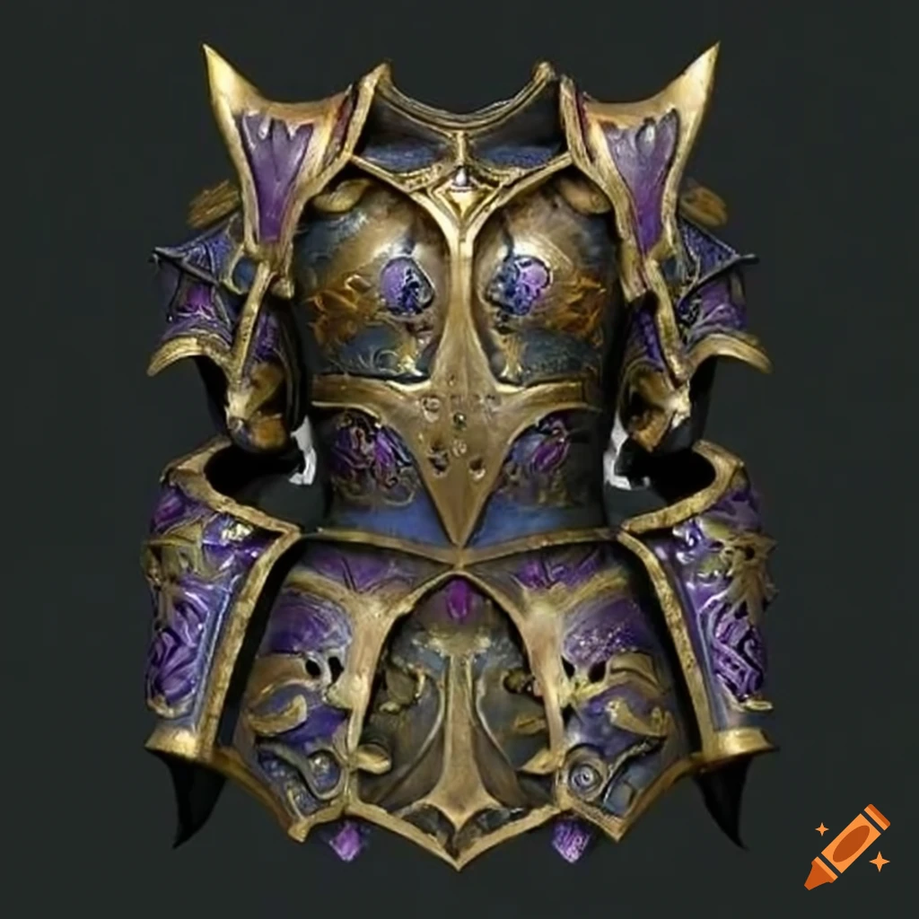 Front view of magic hide armor with adornments on Craiyon