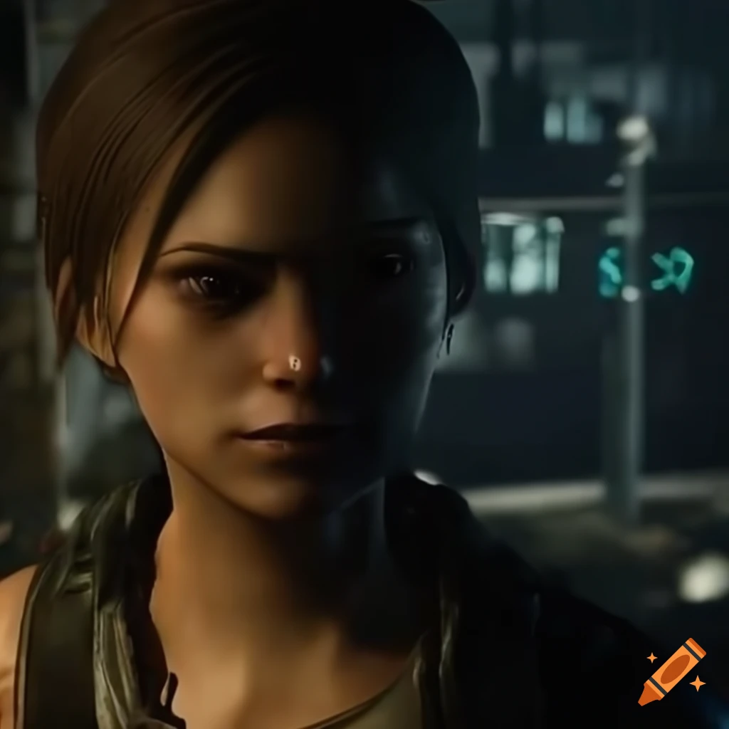 Jill Valentine in Raccoon City with neon signs and realistic graphics ...