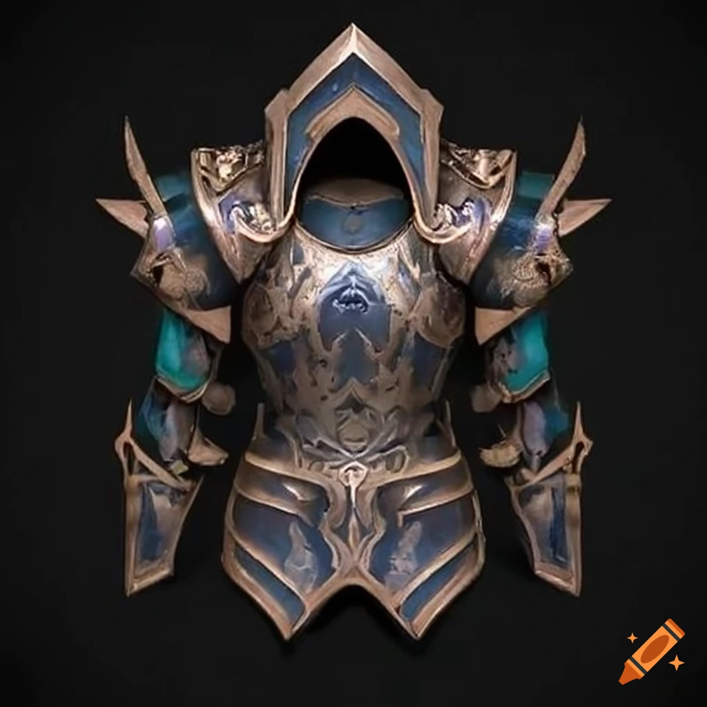 Front view of adorned magic armor on Craiyon