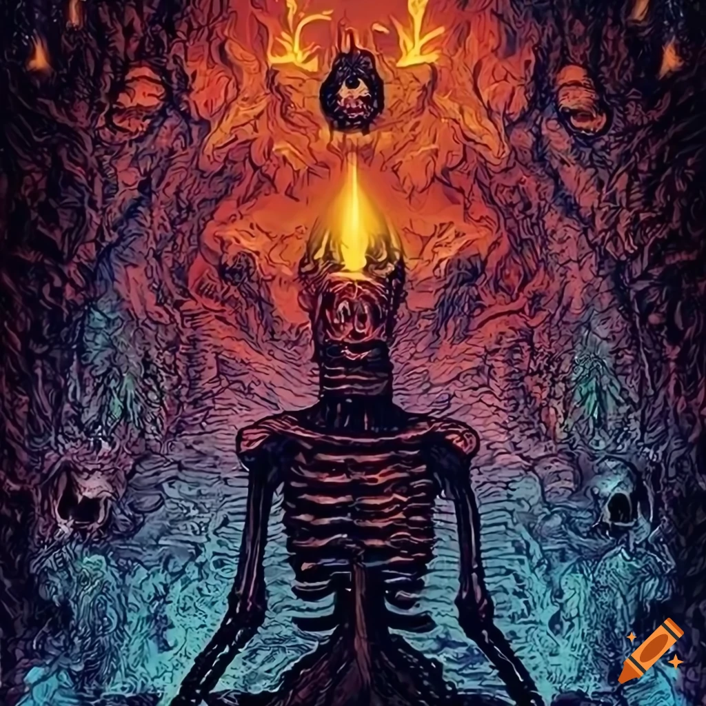 Cosmic horror-themed poster with a skeleton warrior in a mysterious ...