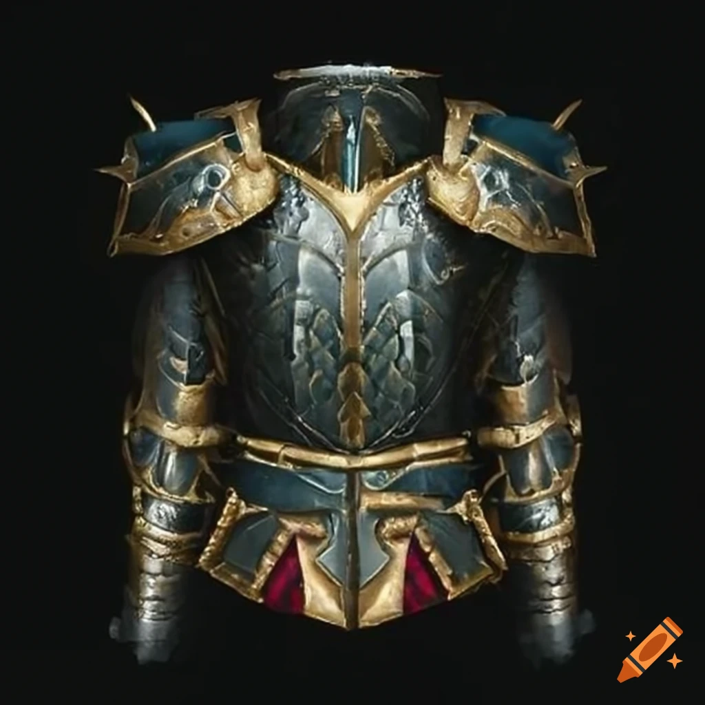 Front view of adorned magic armor on Craiyon
