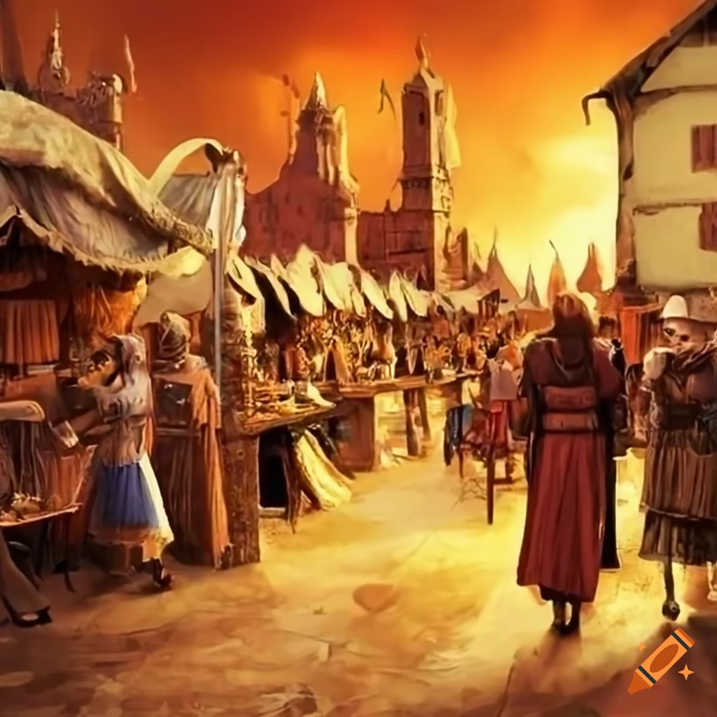 Medieval market on Craiyon