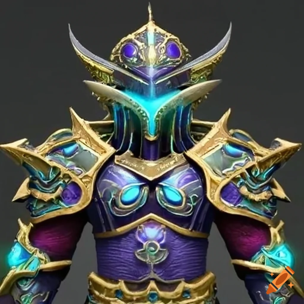 Adorned magic bulat armor from the front view on Craiyon