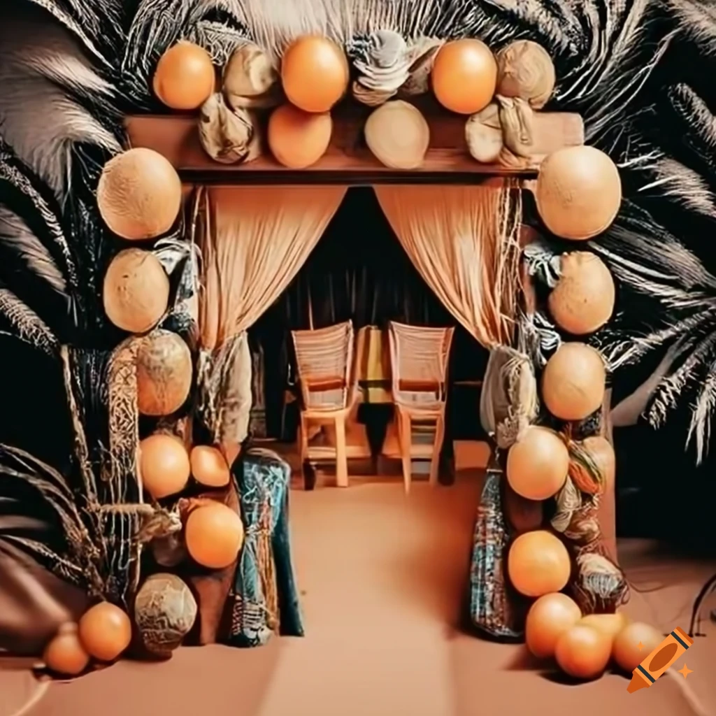 Boho-african themed photobooth for a dinner event backdrop on Craiyon