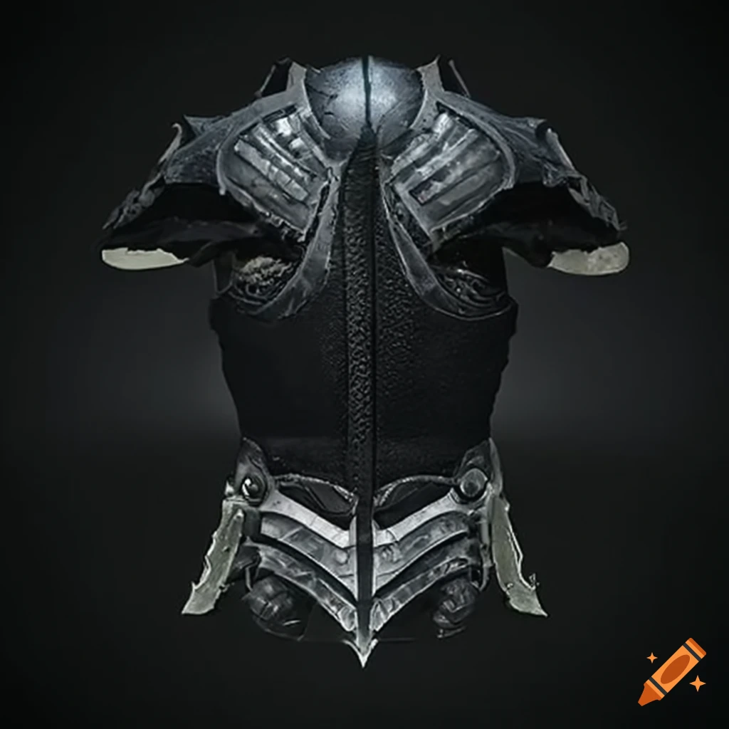 Adorned magic black armor from the front on Craiyon