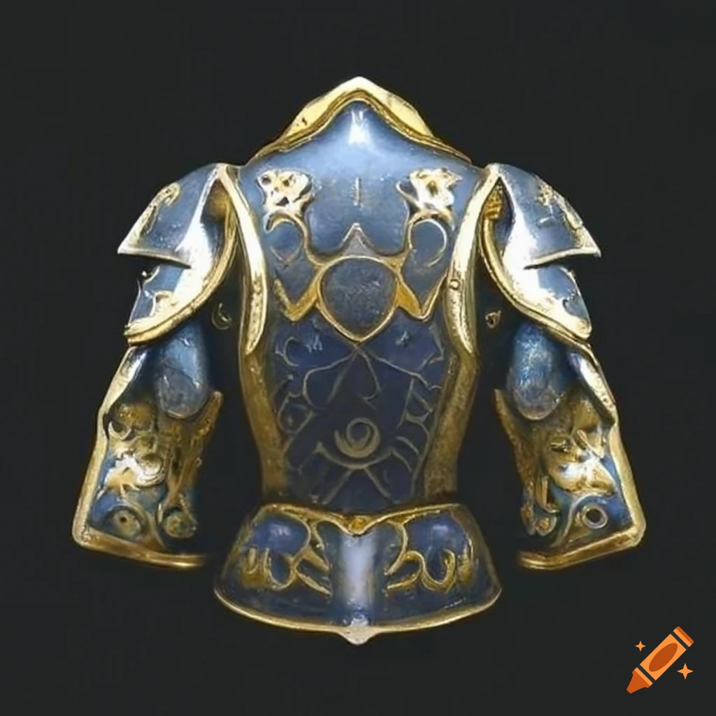 Front view of enchanted magic enamel armor on Craiyon