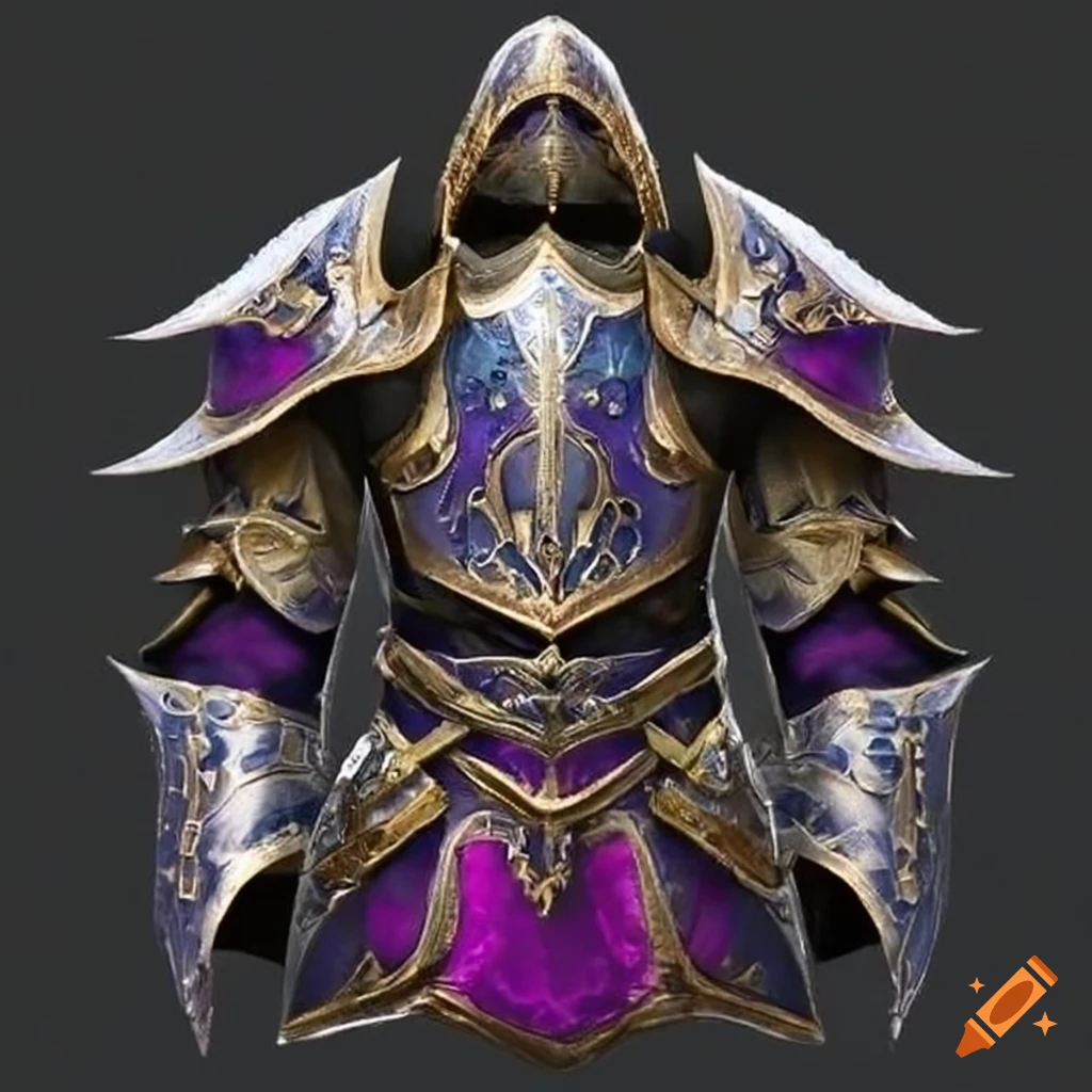 Adorned magic hide armor set front view on Craiyon