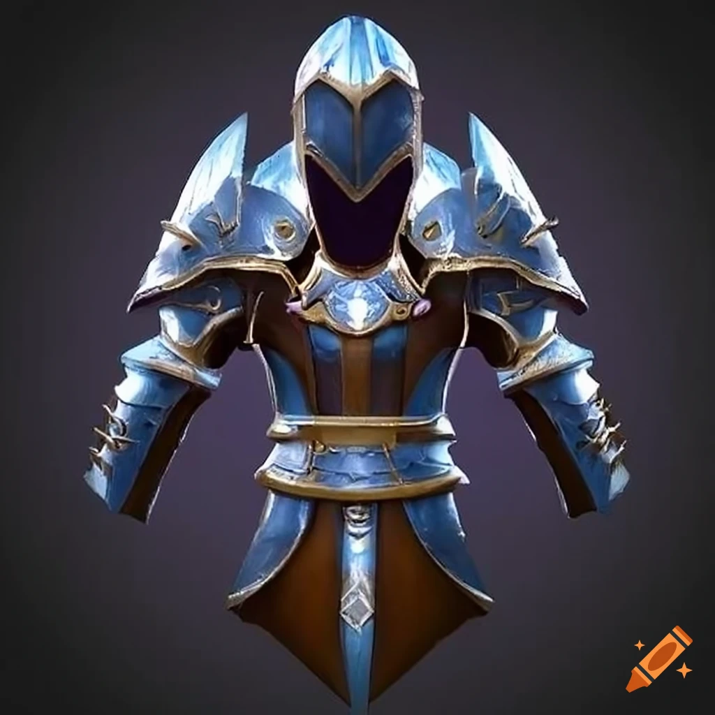 Front view of adorned magic armor on Craiyon