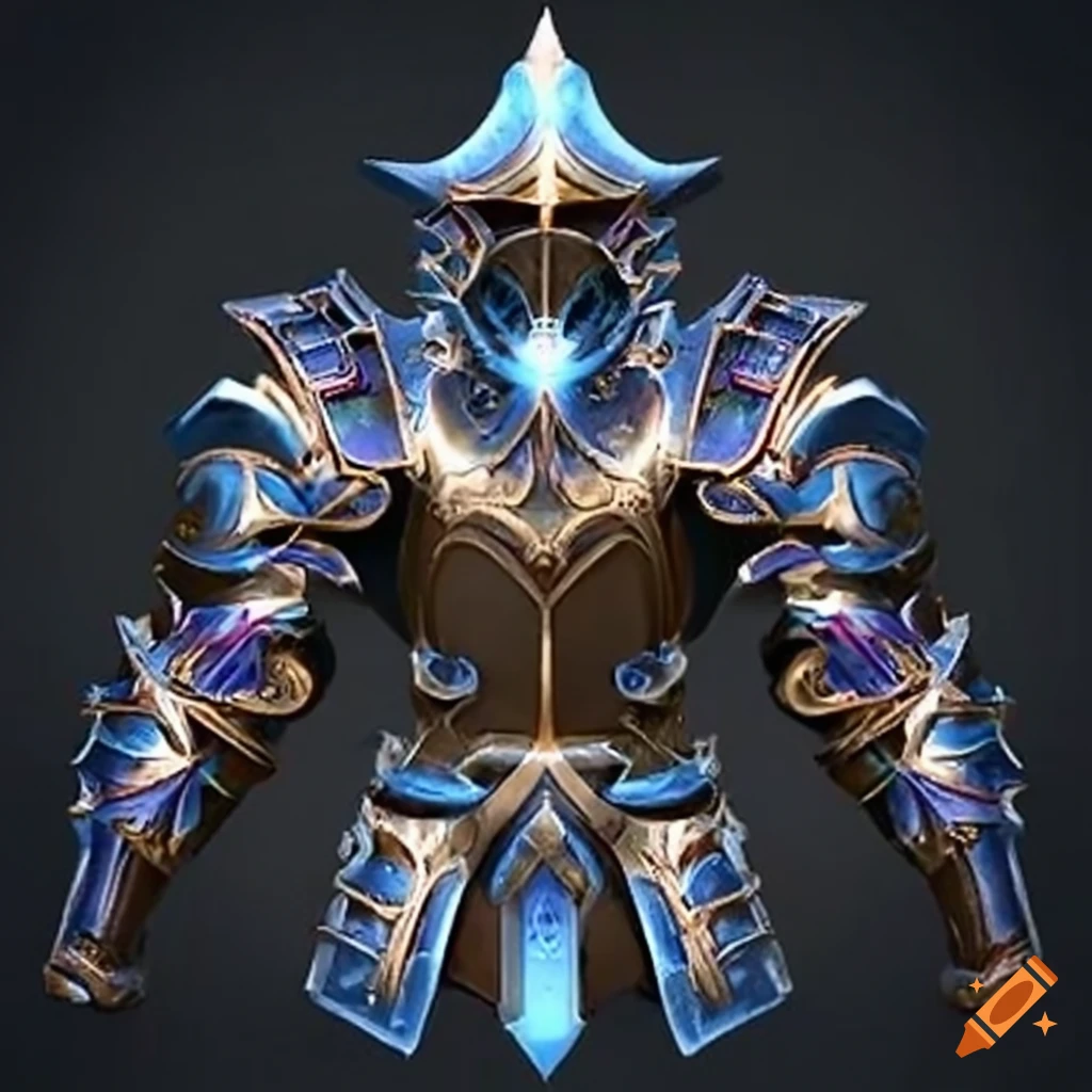 Front view of adorned magic armor on Craiyon