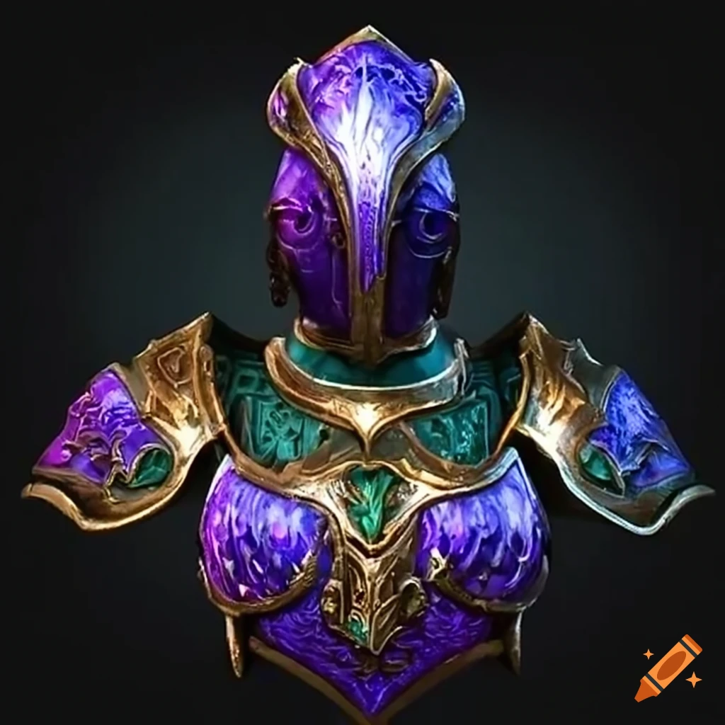 Front view of adorned magic armor on Craiyon