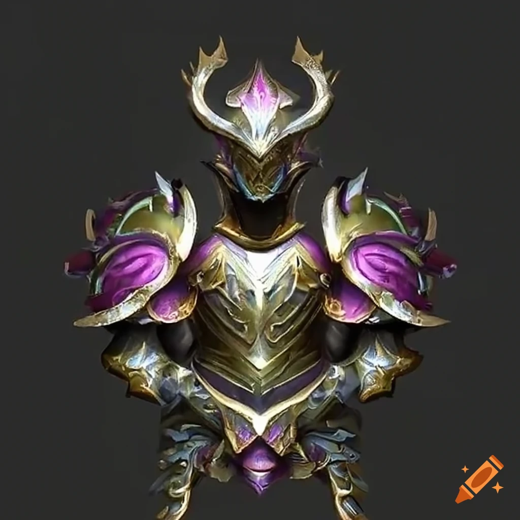 Front view of adorned magic armor on Craiyon