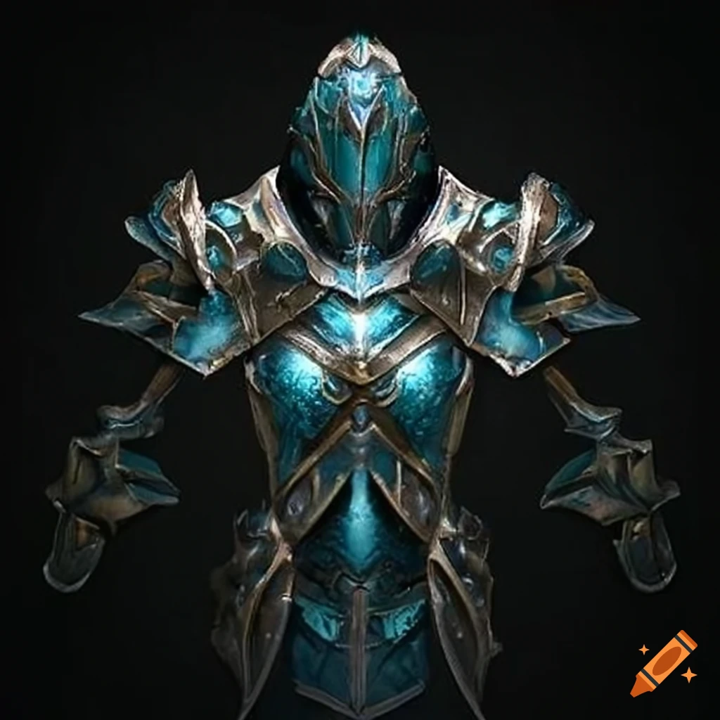 Magic armor adorned with decorations in front view on Craiyon