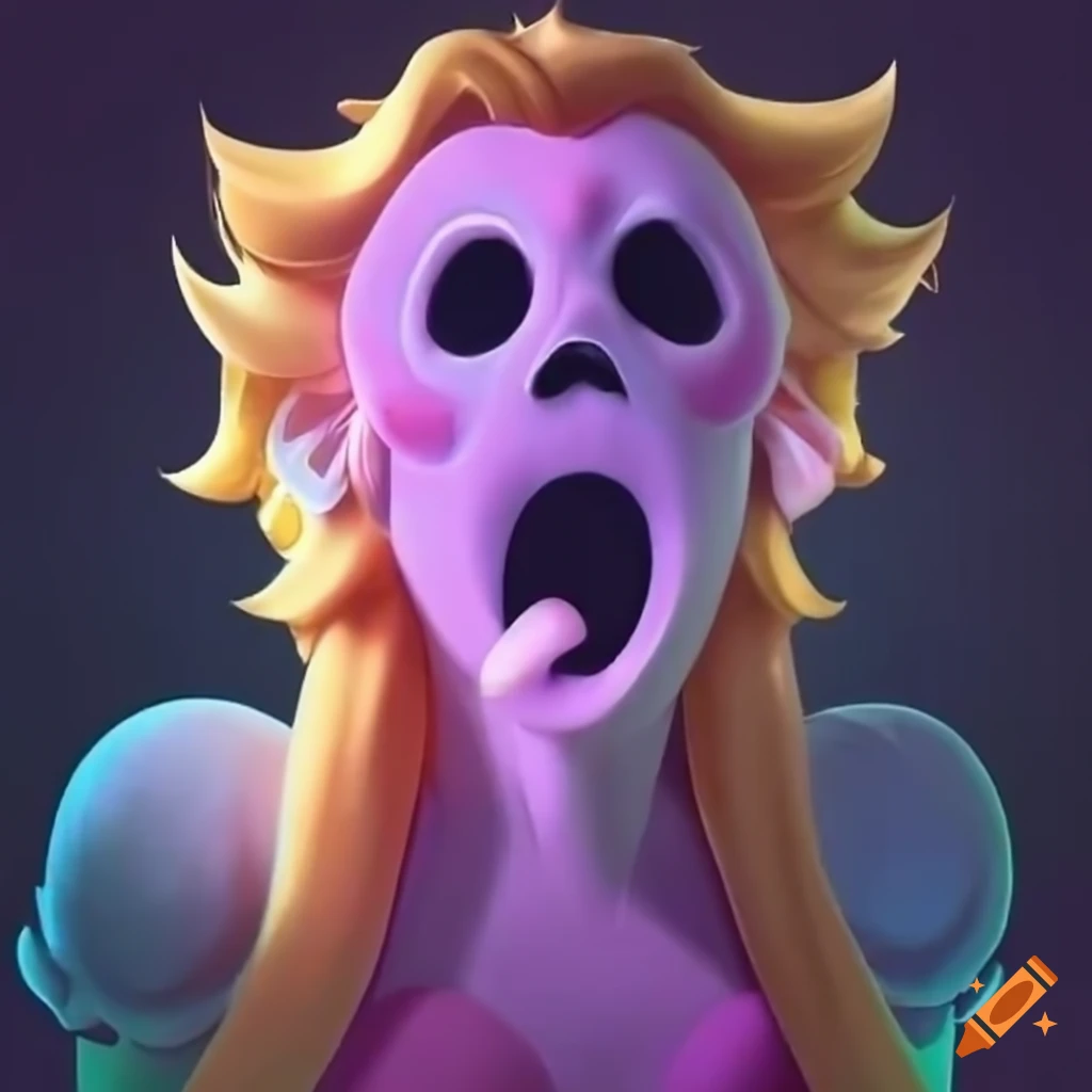 Ghost face scream dressed as princess peach on Craiyon