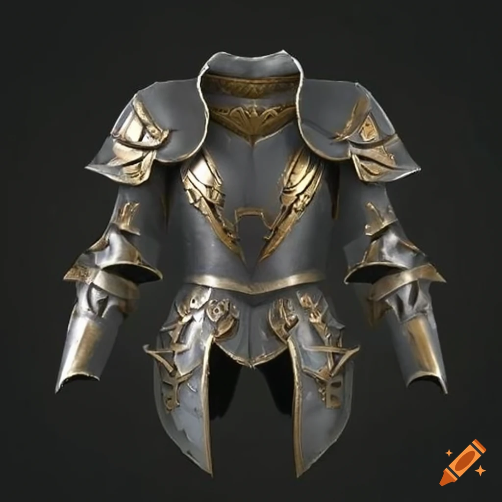 Front view of a set of magic armor on Craiyon