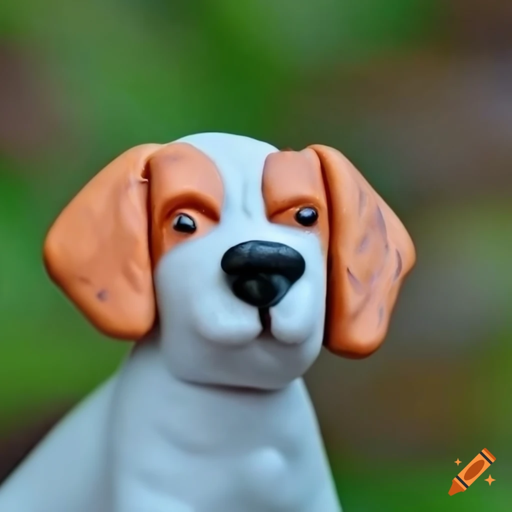 Polymer clay sculpture of a dog on Craiyon
