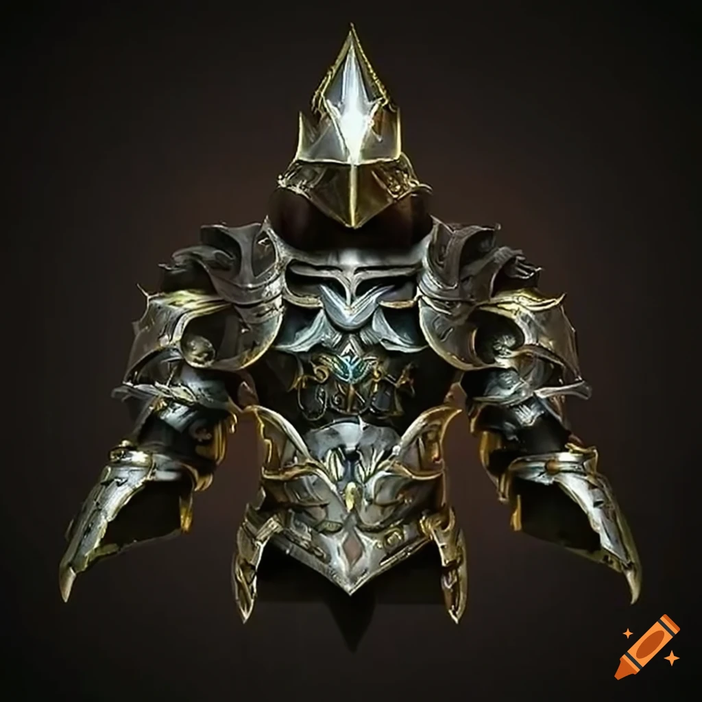 Front view of magic armor on Craiyon