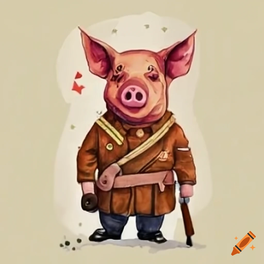 Pig in a soviet-era uniform on Craiyon