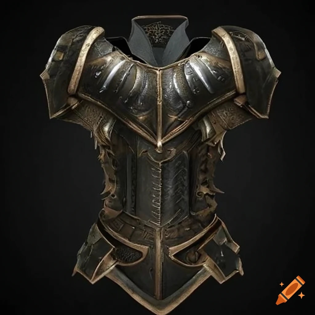 Front view of adorned magic hide armor on Craiyon