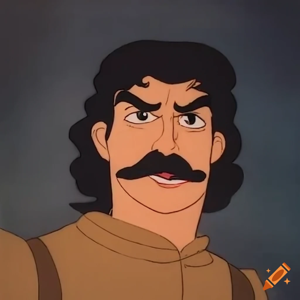 Handsome male spanish medieval rogue in disney cel animation style on ...