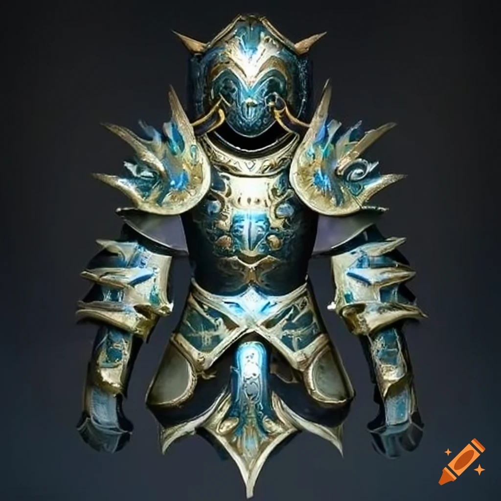 Front view of adorned magic armor on Craiyon