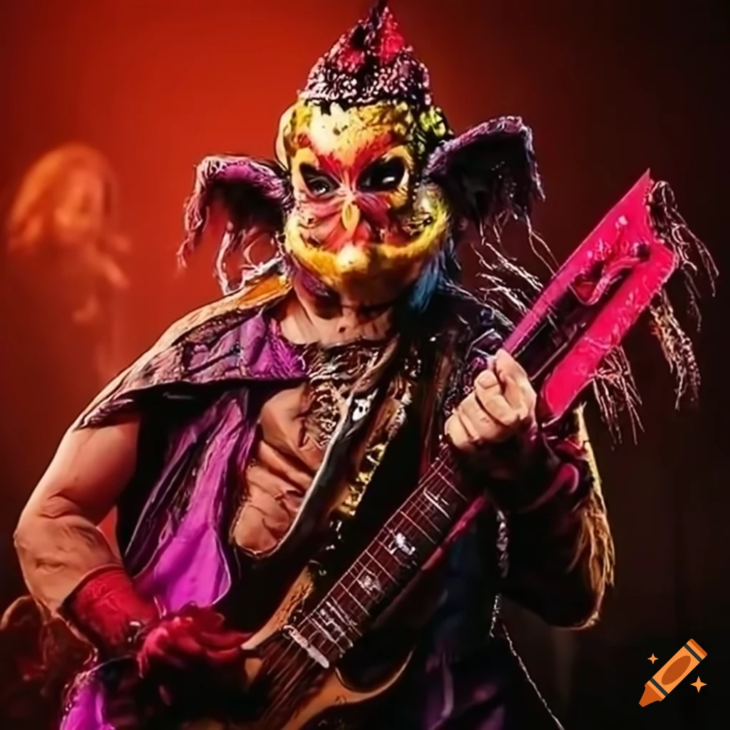 Creative chicken in heavy metal rocker costume on Craiyon