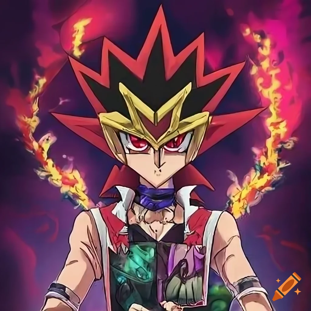 Soul with red eyes in a yu-gi-oh art style on Craiyon