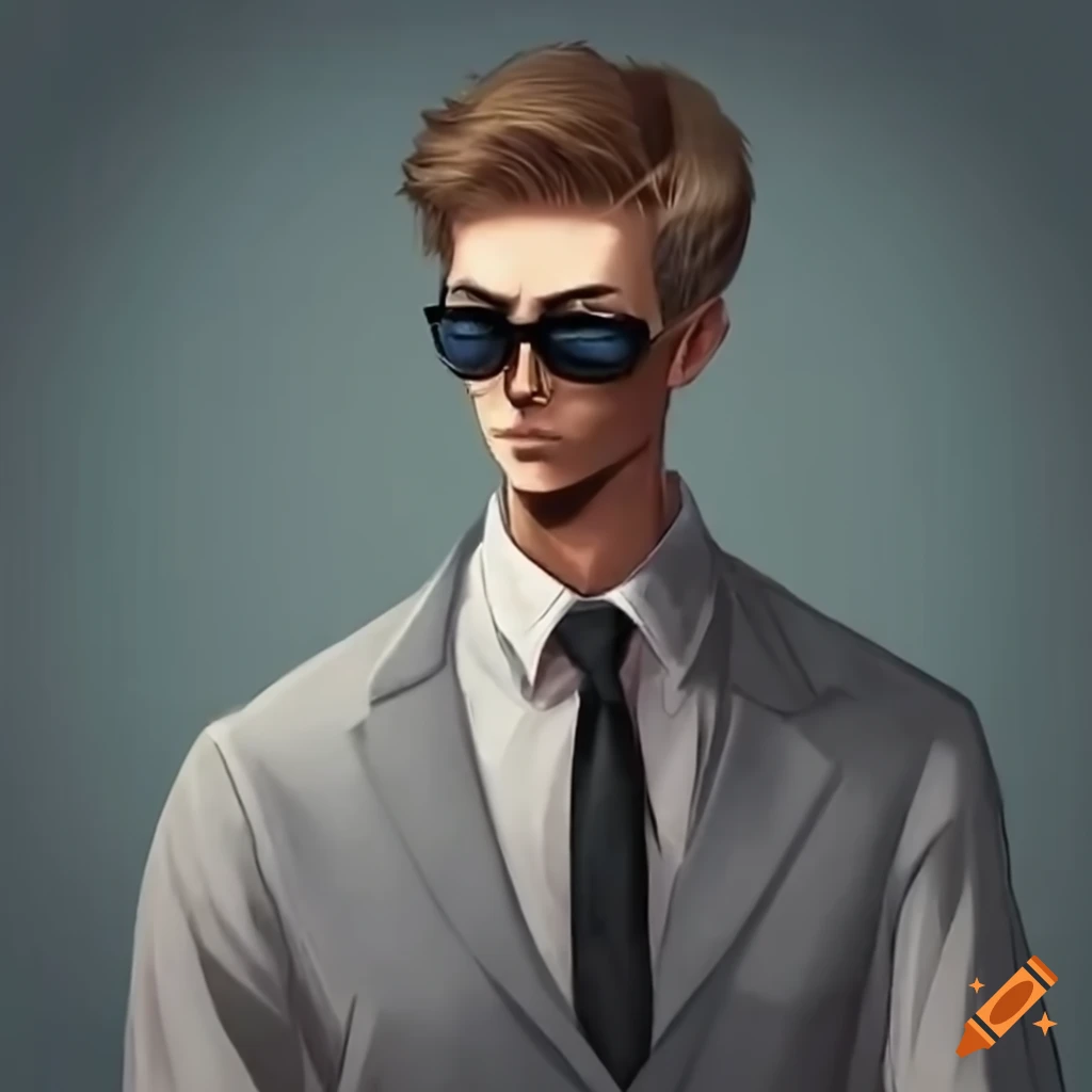 Serious tall man with light grey eyes and pale blonde hair in a stylish ...