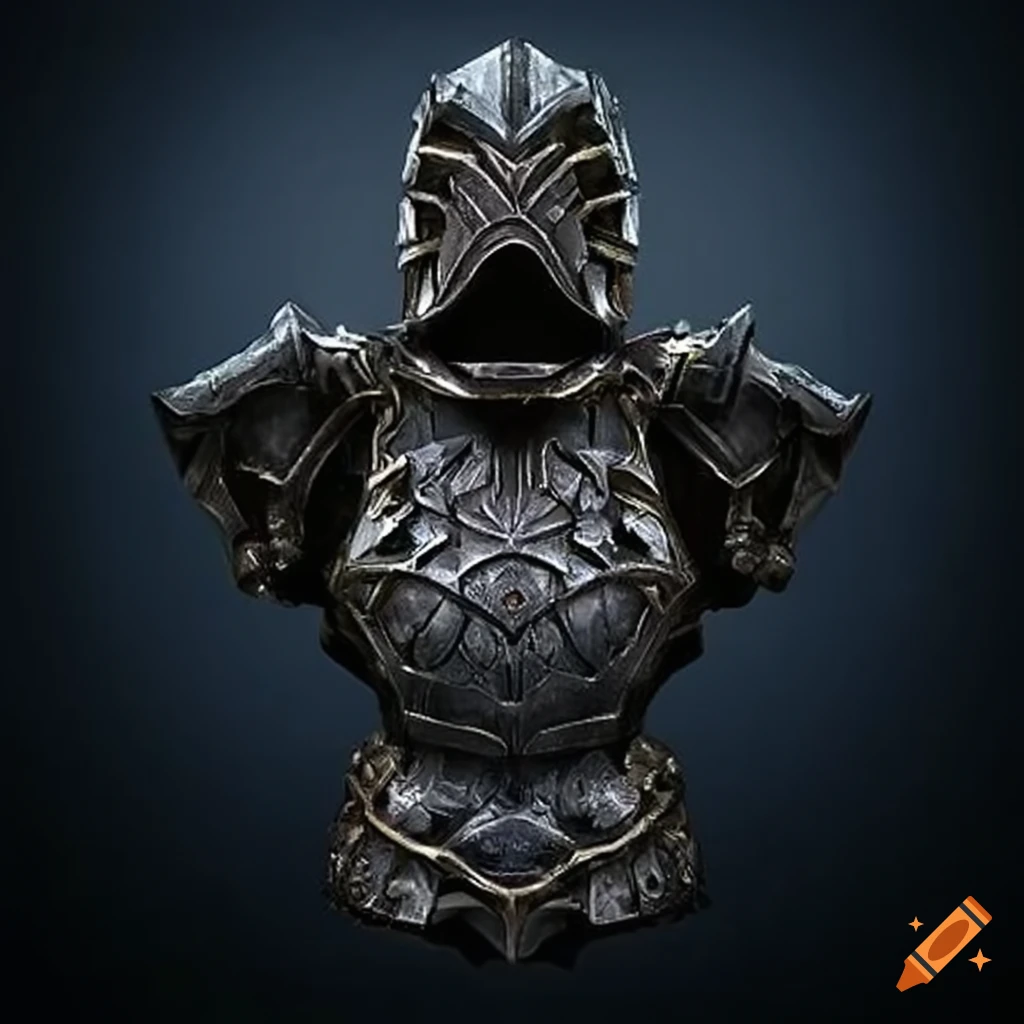 Adorned magic lacquered armor from the front on Craiyon
