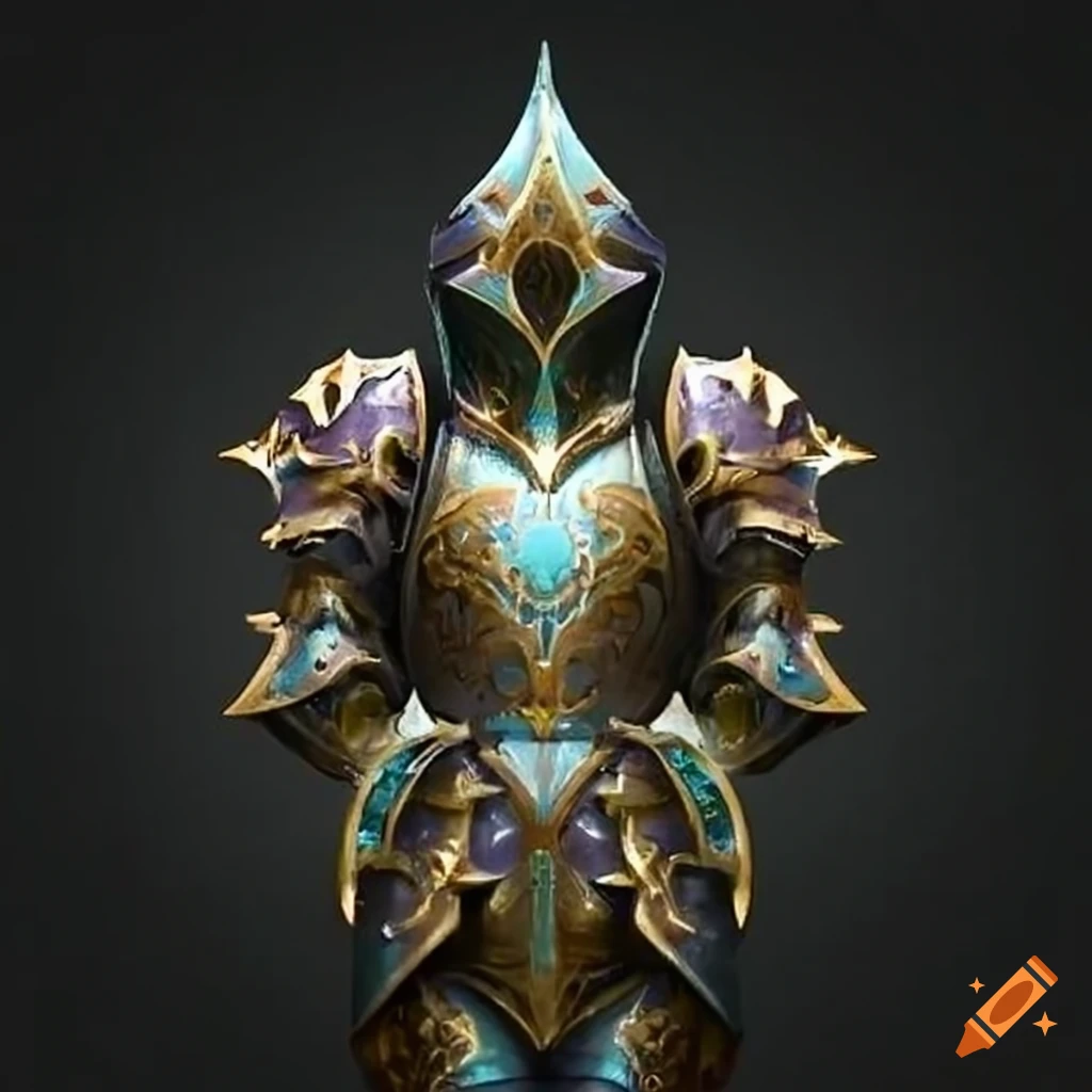 Front view of adorned magic armor on Craiyon