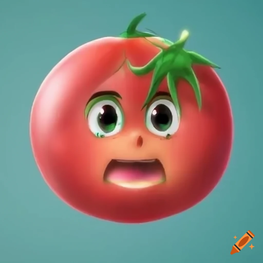 Anime child partially transformed into a tomato on Craiyon