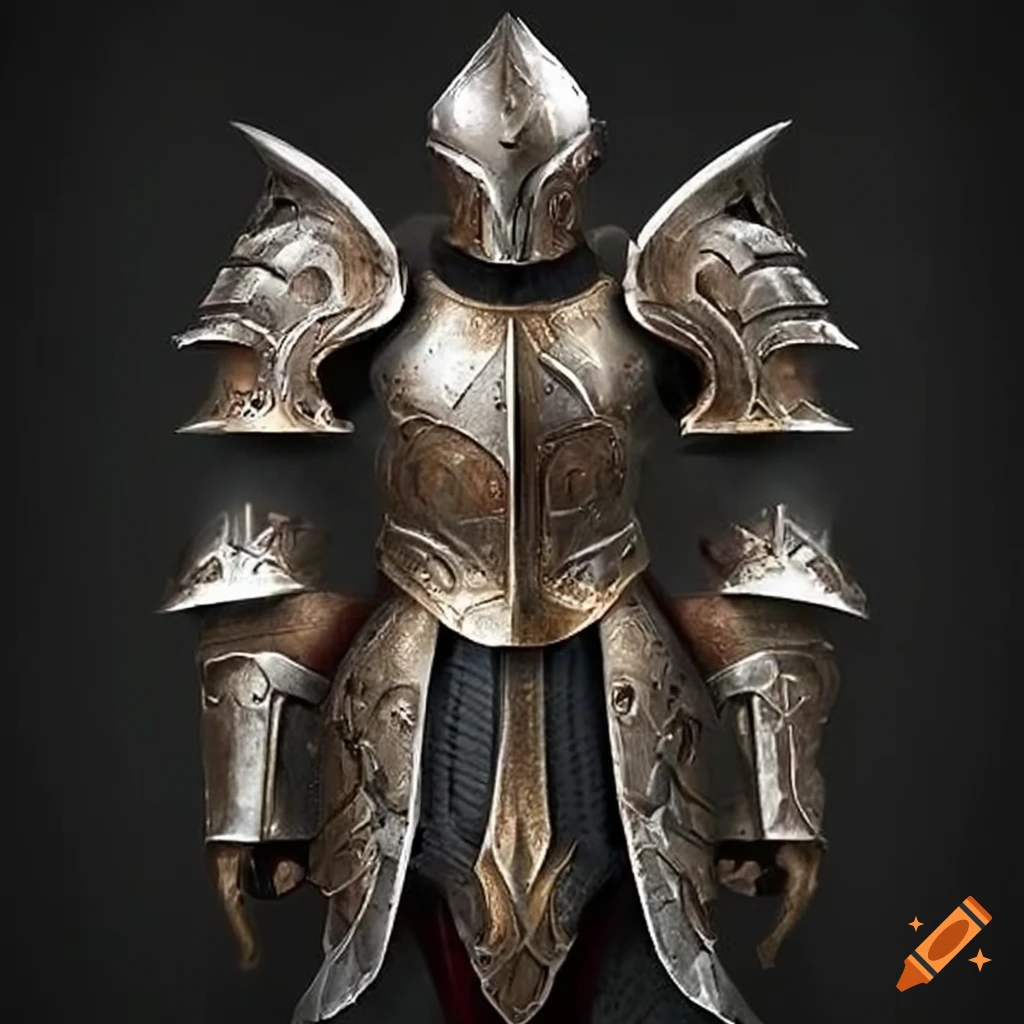 Front view of magic armor with intricate adornments on Craiyon