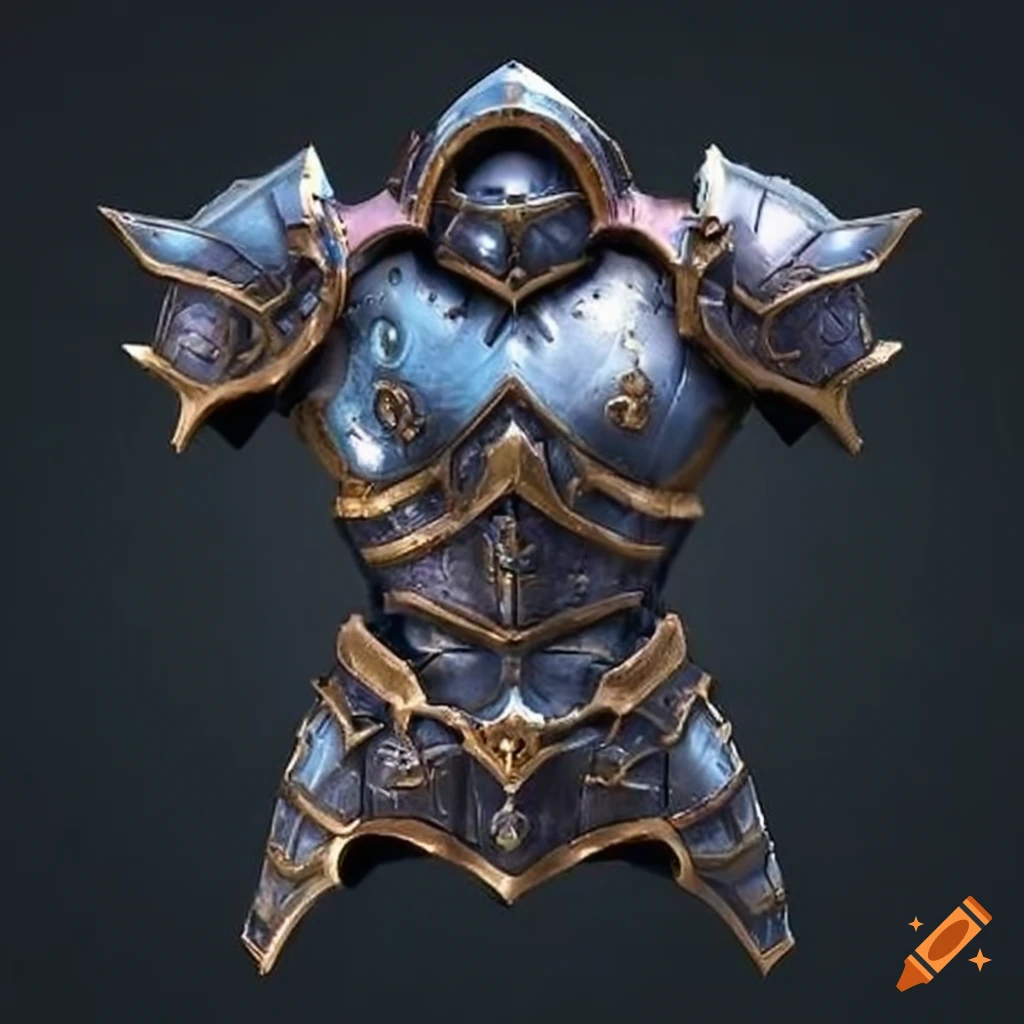 Adorned heavy magic super armor from the front view on Craiyon