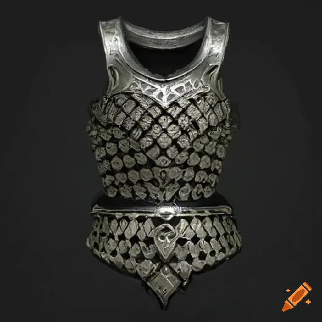 Front view of adorned magic lacquered armor on Craiyon