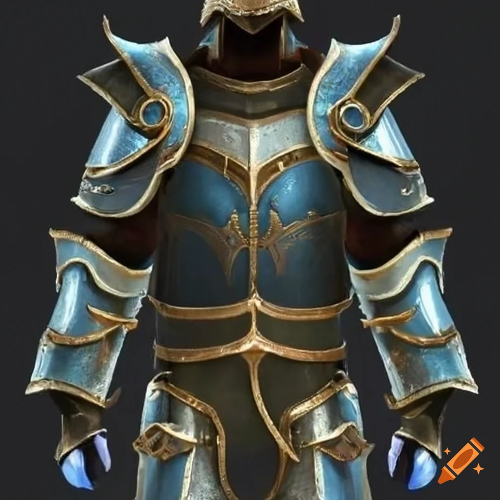 Front view of adorned magic armor set on Craiyon
