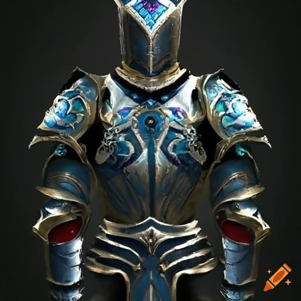 Front view of adorned magic armor on Craiyon