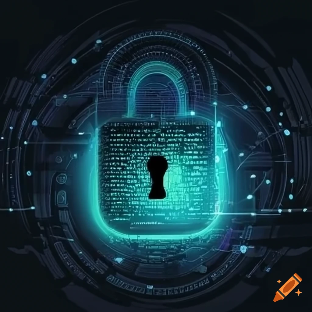 Advanced cybersecurity infrastructure with shielded network nodes on Craiyon