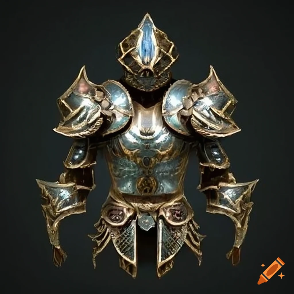 Front view of adorned magic armor on Craiyon