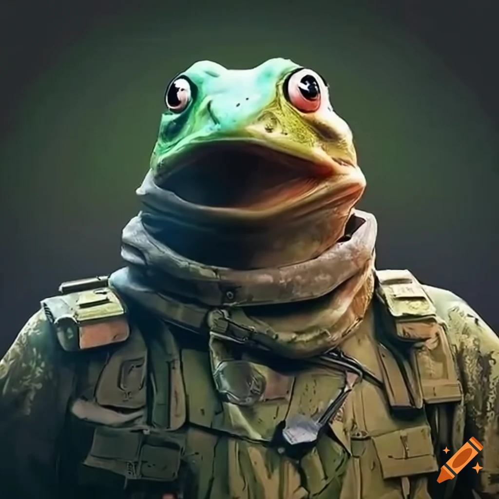 Humanoid frog tank commander in world war setting on Craiyon