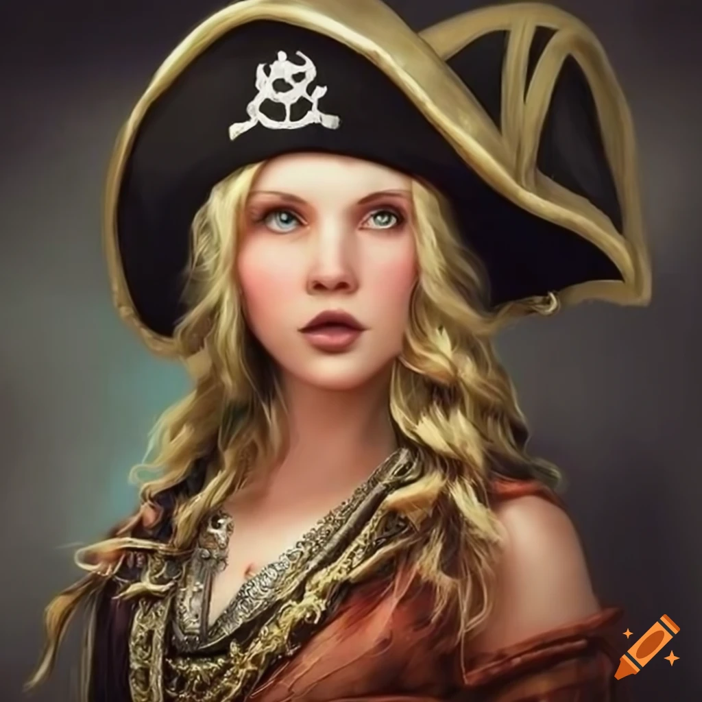 Pirate Captain Girl With Blonde Hair And Striking Green Eyes In Traditional Clothing On Craiyon