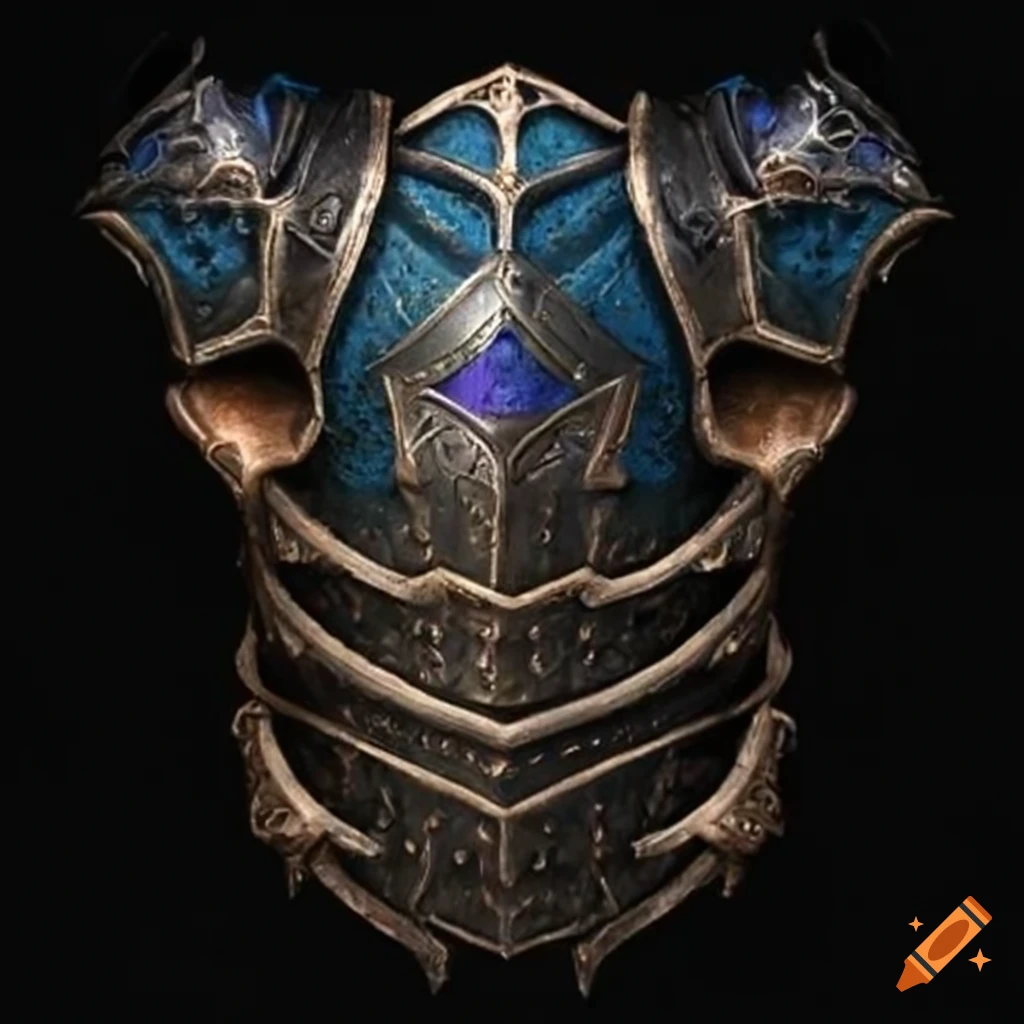 Front view of adorned magic hide armor on Craiyon