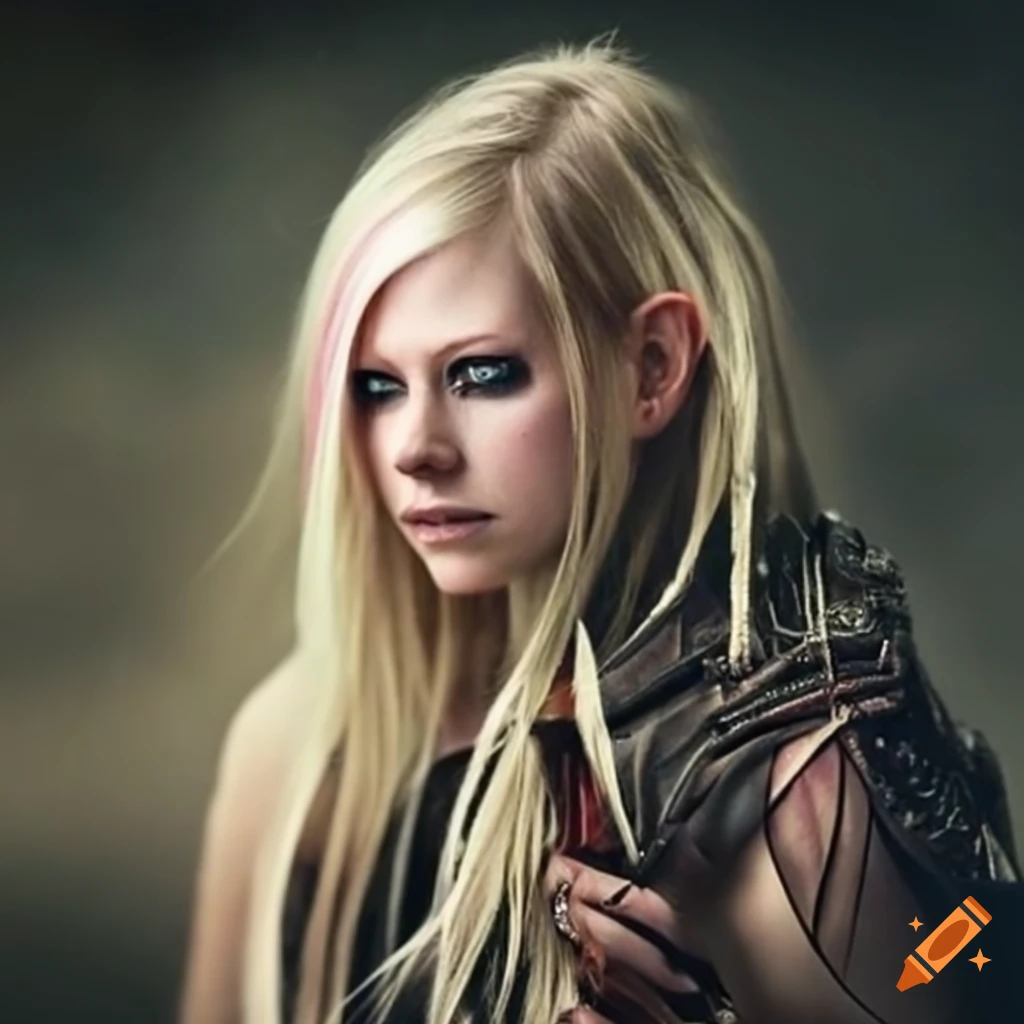 Avril lavigne portraying an elf warrior character on Craiyon